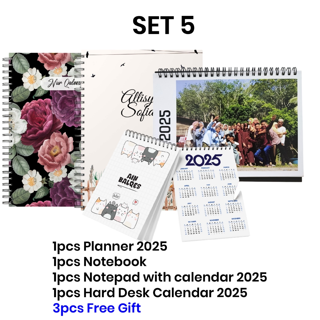 Hadiah Akhir Tahun Planner 2025 Notebook Hard Desk Calendar 2025 Custom ...