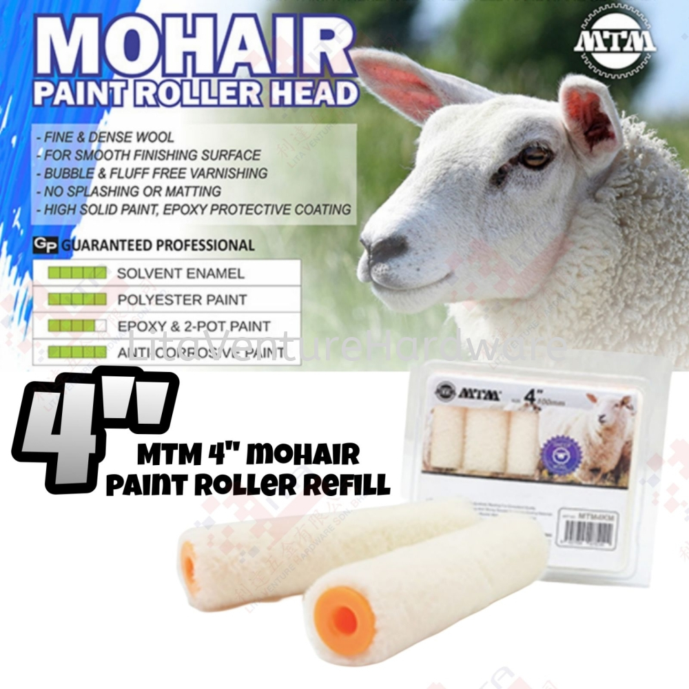 MTM /ROCKEY 4" LAMB WOOL PAINT ROLLER (10 PCS) BULU KAMBING / Solvent ...