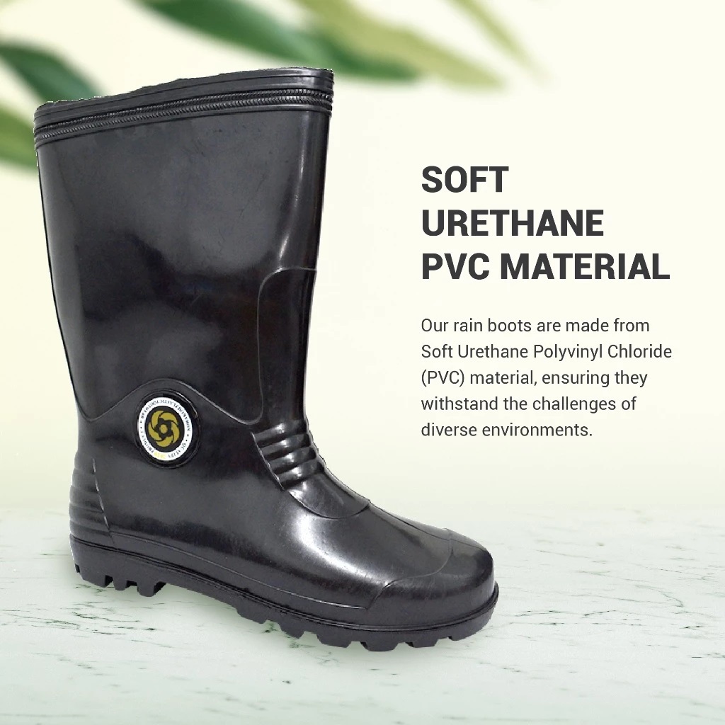 [Gowalk-SHOES]KORAKOH R 6000 Multi-Color Series Unisex High-Cut Black & White PVC Rain Boots ...