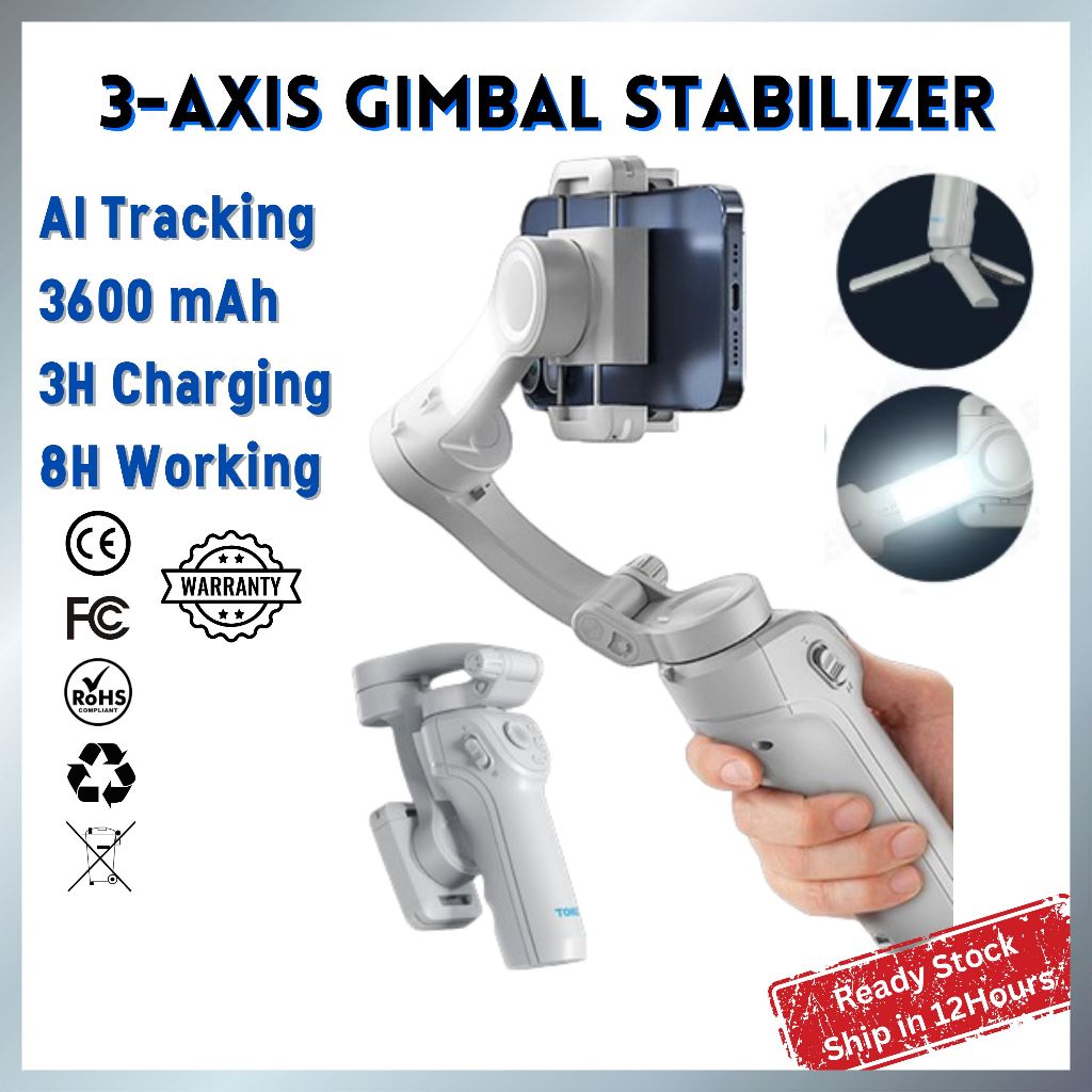Handheld Gimbal 3-Axis Cell Phone Stabilizer Anti-Shake Intelligent ...