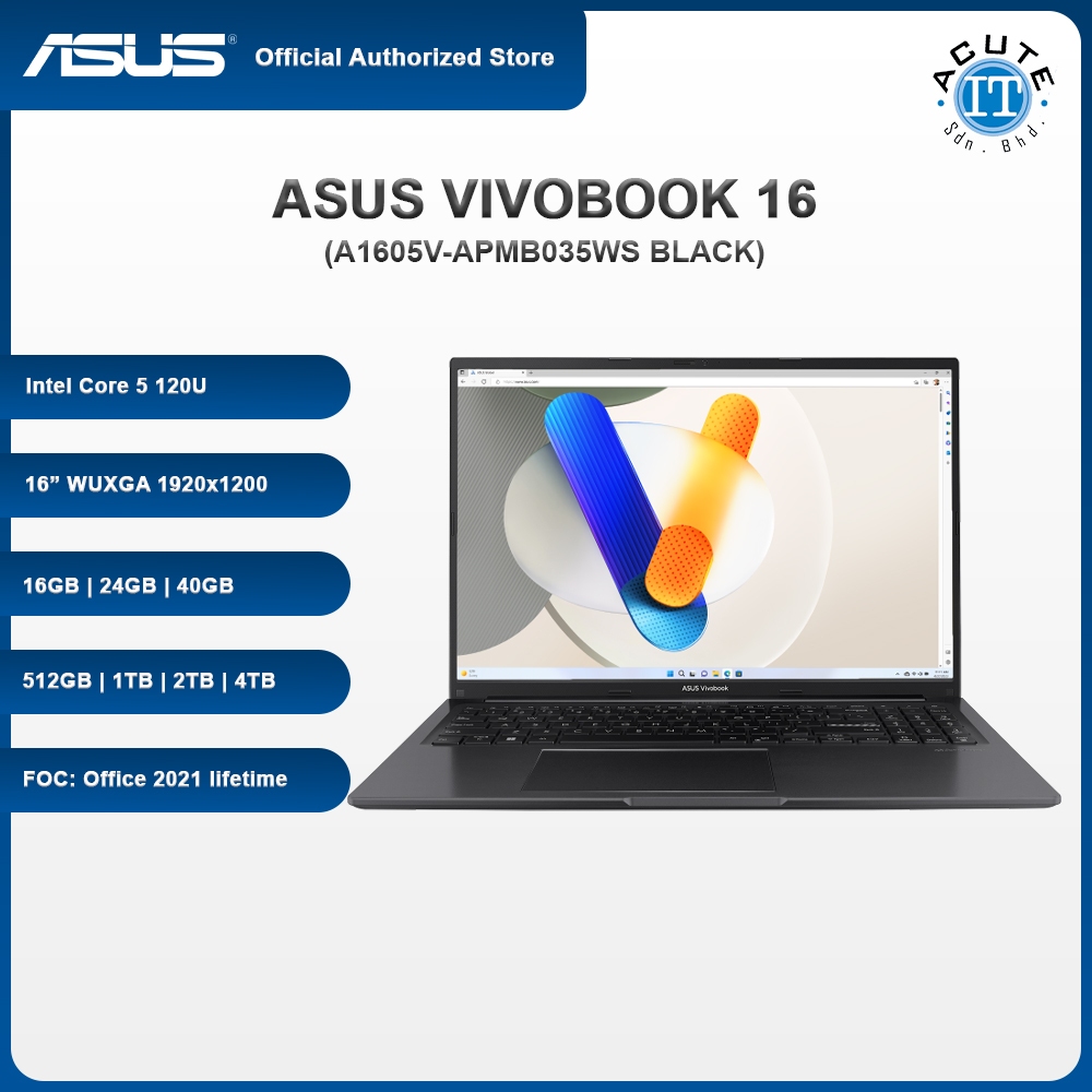 Asus Vivobook 16 A1605V-APMB035WS Core 5 120U / 16" / 16GB RAM / 512GB SSD / Windows 11 | Shopee ...