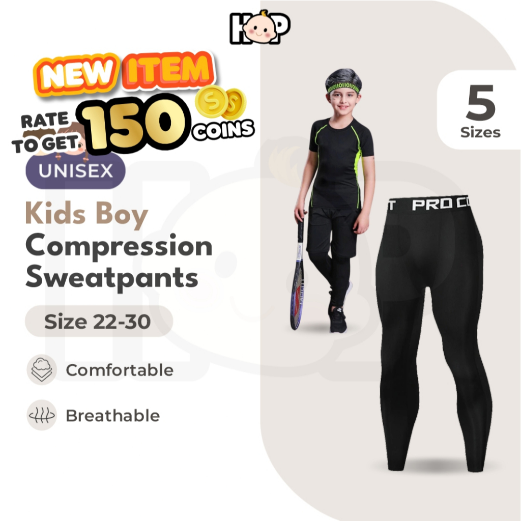 [FREE 150 COINS] Compression Pants Kids Boy Quick Dry Training Pants ...