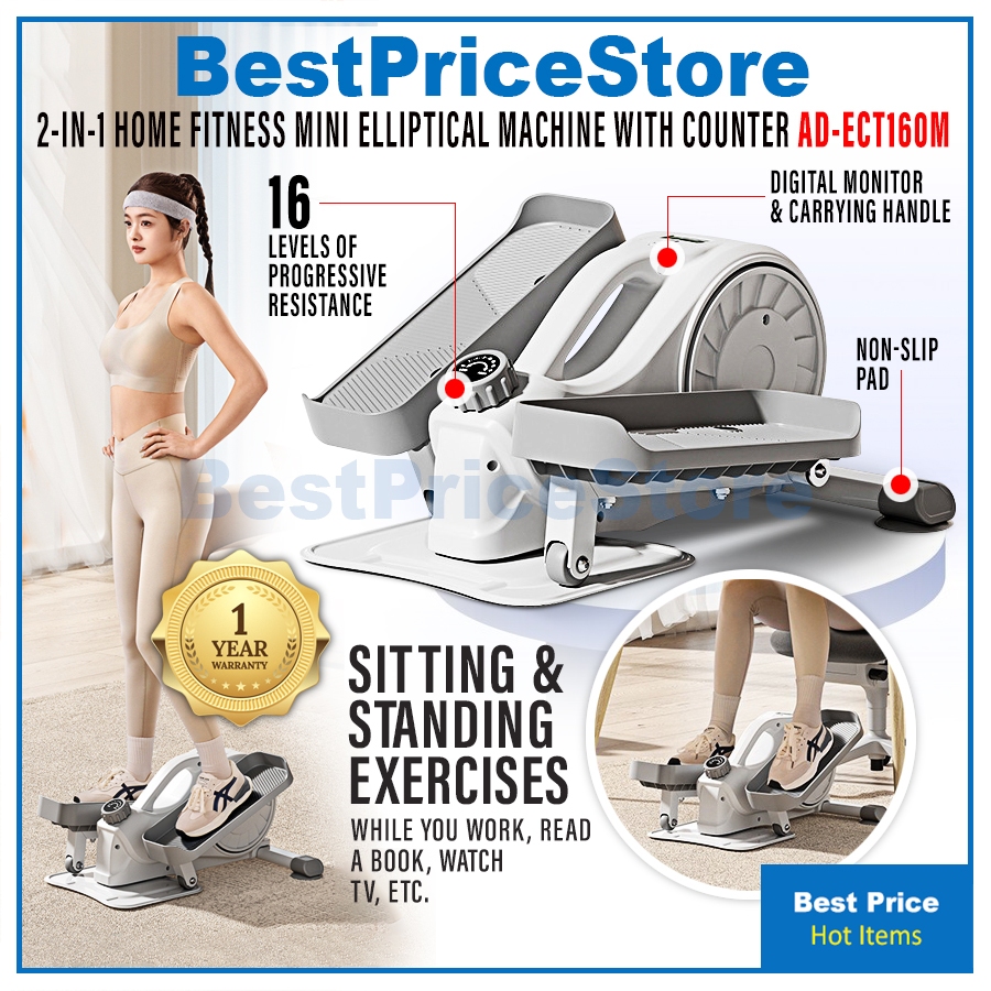 2in1 Mini Stepper Elliptical Machine Exercise 12 Speed Resistance ...