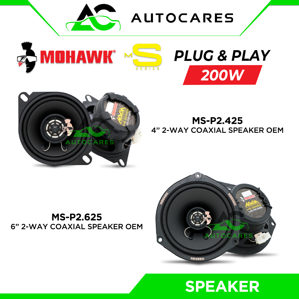 MOHAWK MS-P2.425 MS-P2.625 6"Inch 4"inch Car Speaker Mid Bass 6 Inch Speaker Kereta Mohawk Combo ...