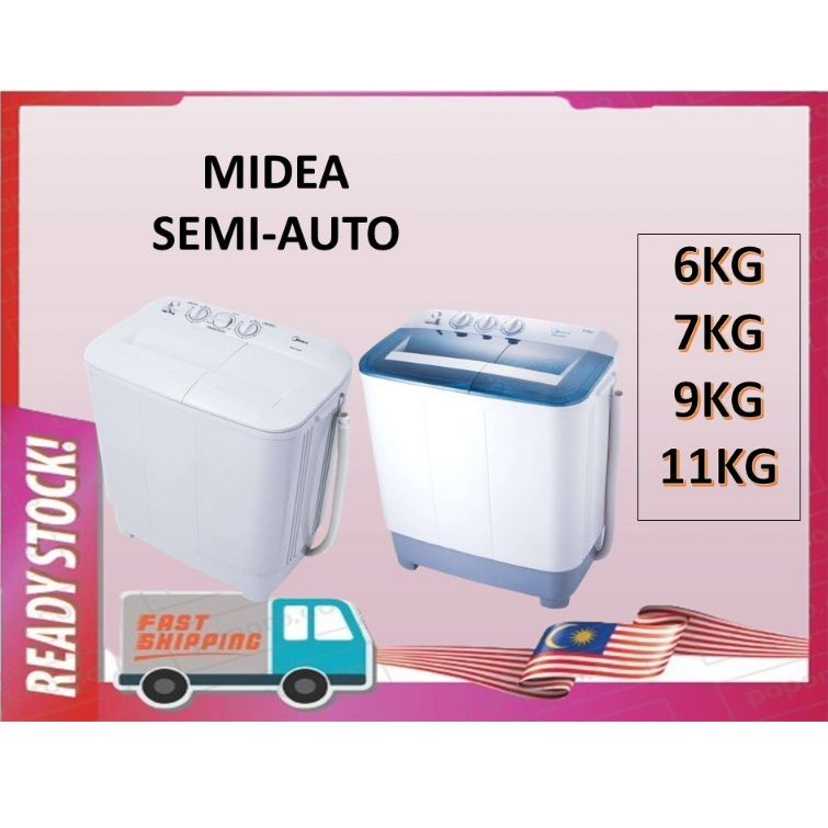 Midea 6KG/7KG/9KG/11KG Semi-Auto Washing Machine (MSW-6008P) (MSW-7118P) (MSW-9008P) (MSW-1108 ...