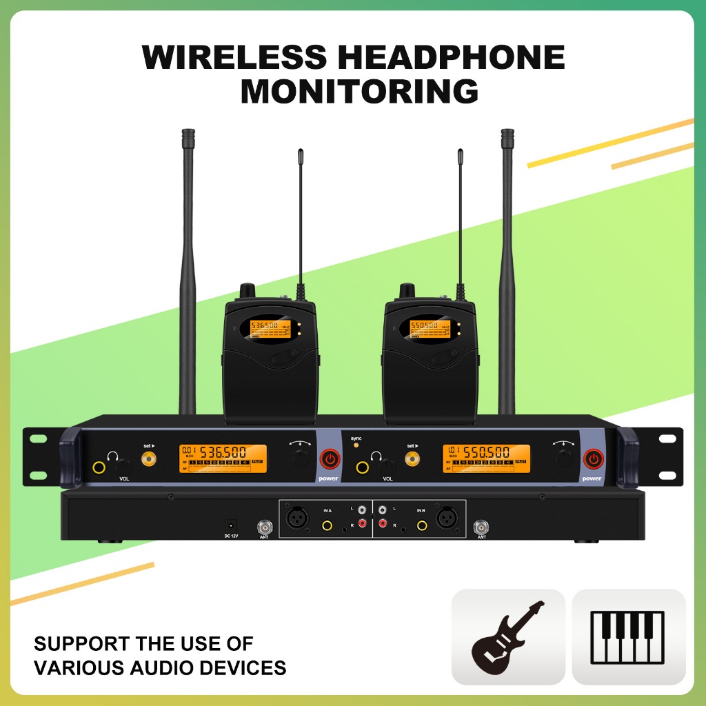 Wireless in ear monitoring system UHF recording headphones studio ...