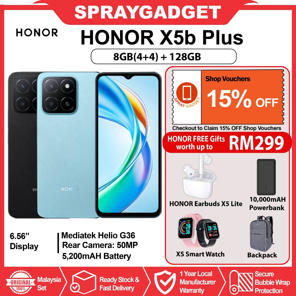 HONOR X5b Plus (8GB*(4+4)RAM+ 128GB ROM) 50MP Al-Ultra Clear Camera l ...