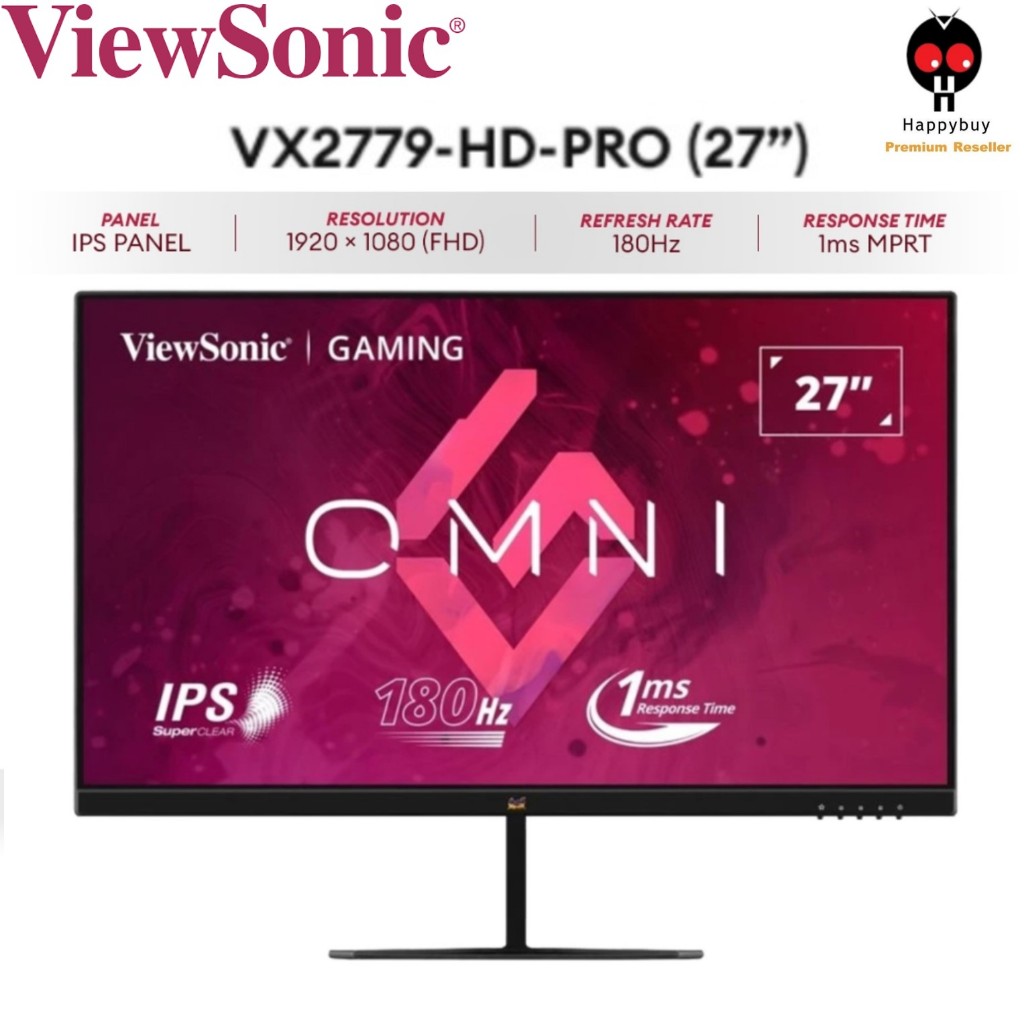 VIEWSONIC VX2779-HD-PRO 27" FHD 1MS SUPERCLEAR IPS 180HZ GAMING MONITOR | Shopee Malaysia