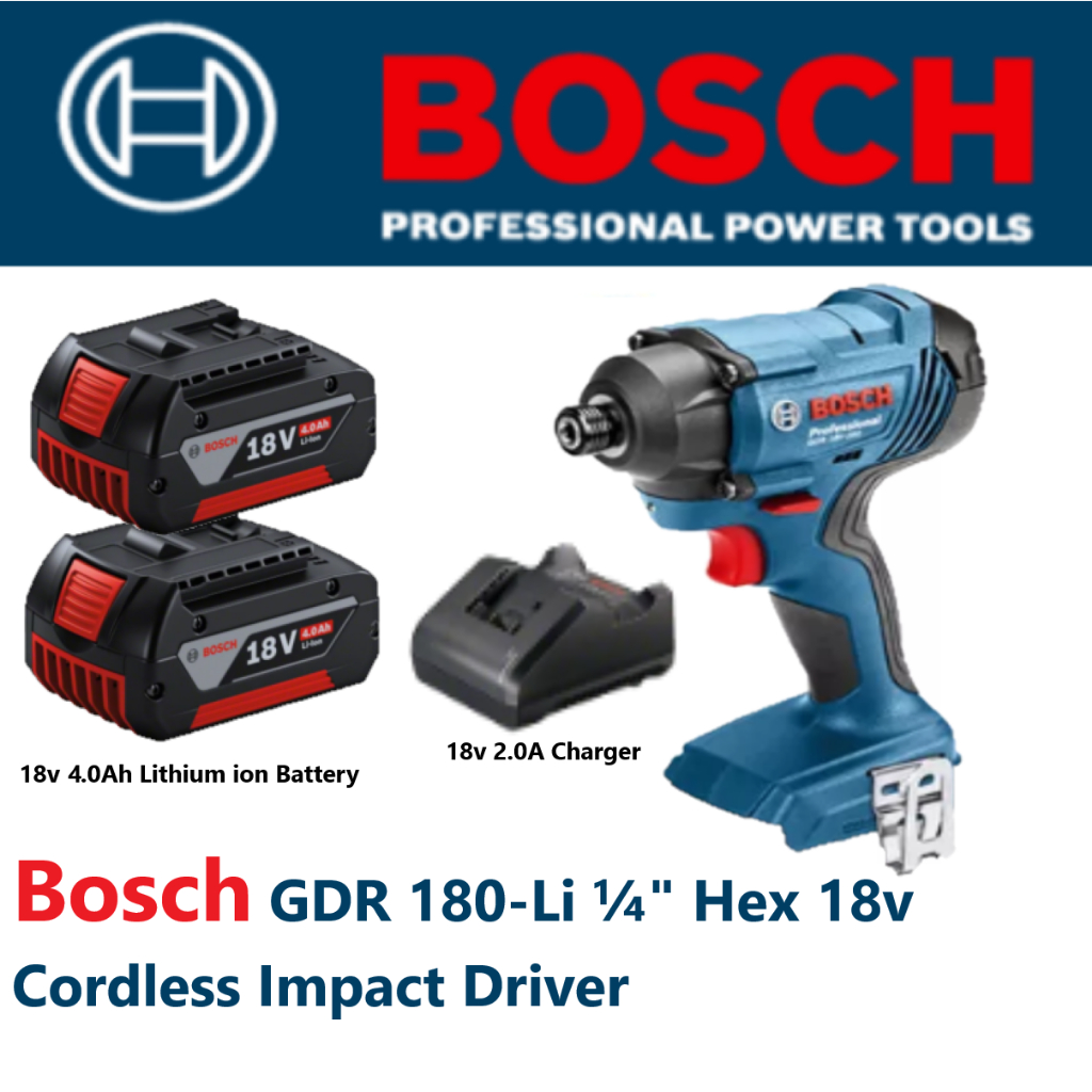 BOSCH GDR 180-LI 18V Cordless Impact Driver Screwdriver Drill Battery ...