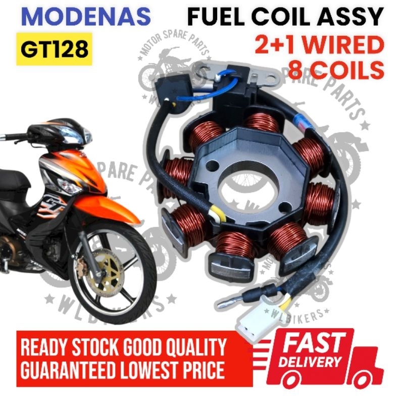 MODENAS GT128 GT FUEL COIL ASSY STATOR COIL LIGHT COIL PULSER MAGNET ...