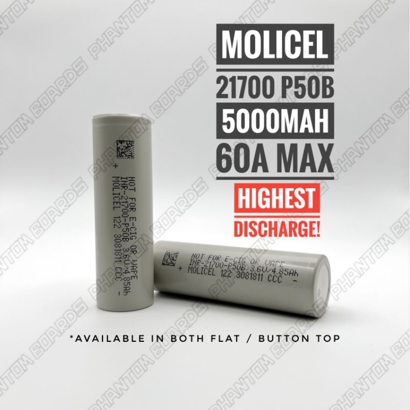 Original 21700 Molicel P50B 5000mAh 60A Max High Discharge Lithium Ion ...