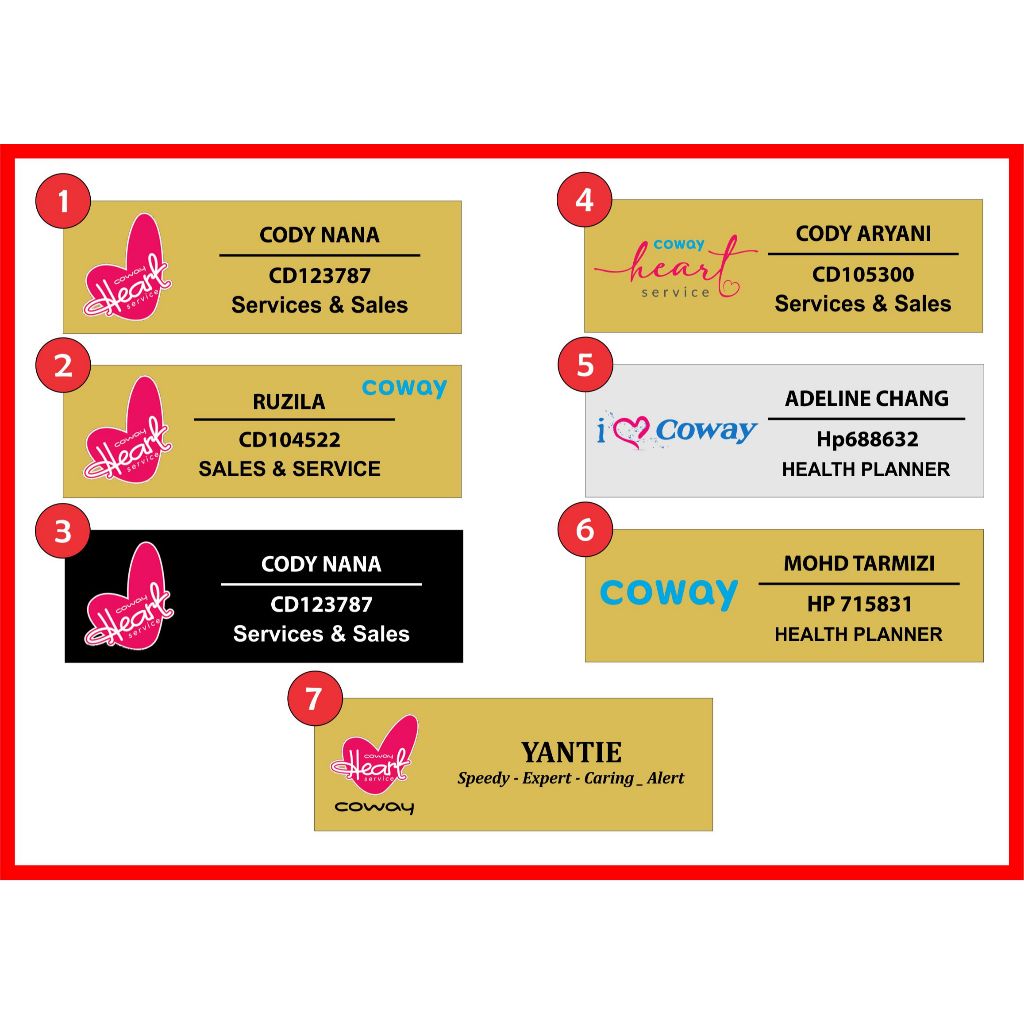 NAME TAG COWAY HEART/METAL | Shopee Malaysia