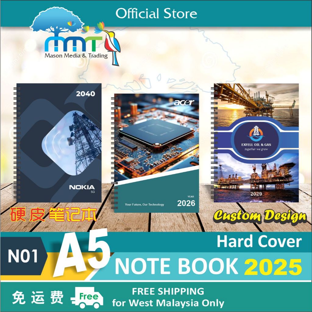 N01 - Note Book 2025 (Hard Cover) / Custom Design Wire-O Note Book / 笔记本 / 硬皮笔记本/Buku Nota ...