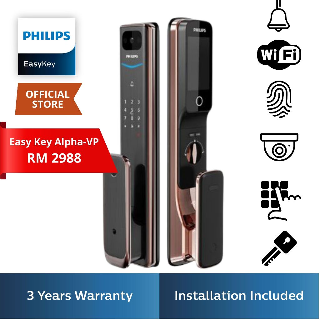 Philips Digital Lock Easy Key Alpha VP, Includes Installation* | Shopee ...