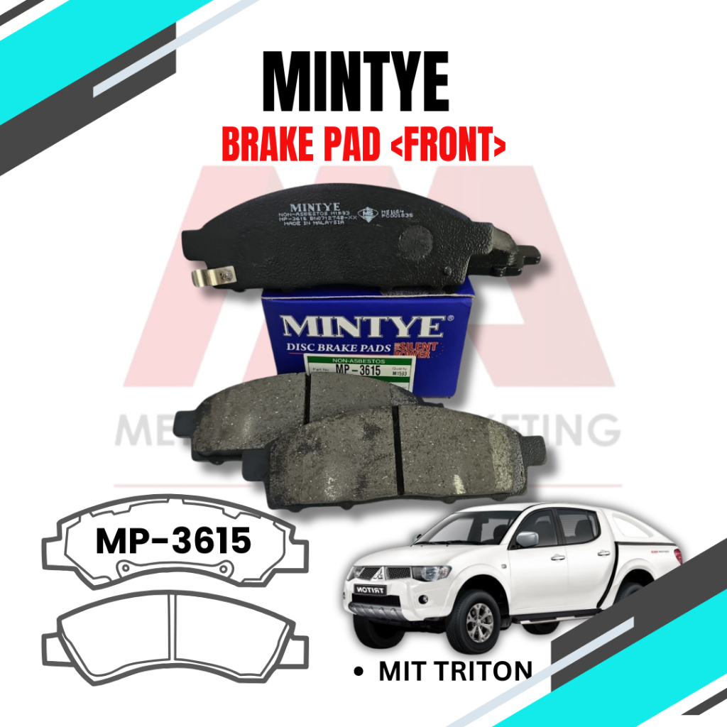 MINTYE DISC BRAKE PAD FRONT MITSUBISHI TRITON MP-3615 | Shopee Malaysia