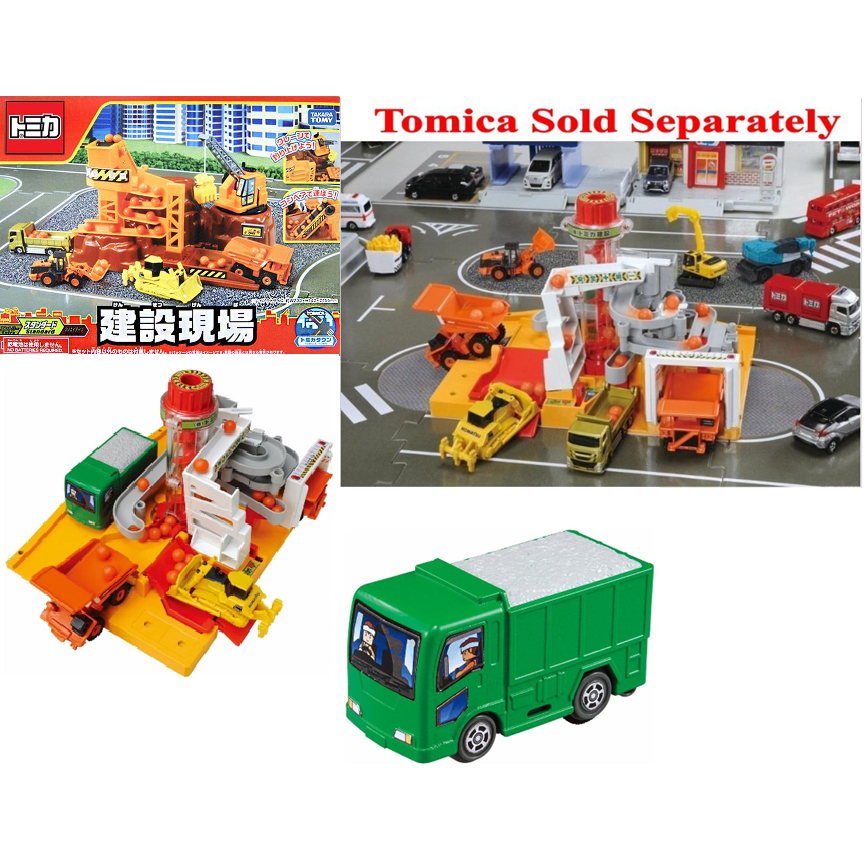 Tomica World Loading and Unloading Construction Site (with green truck ...