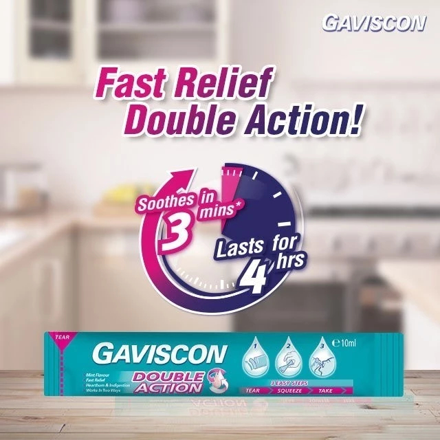Gaviscon Double Action Liquid Sachet (10ml)(Fast soothing relief from ...