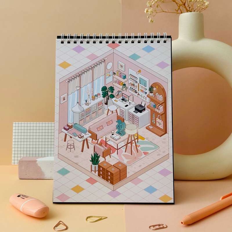 2025 Calendar (Wire-Binded Desk Calendar with Isometric Graphics ...