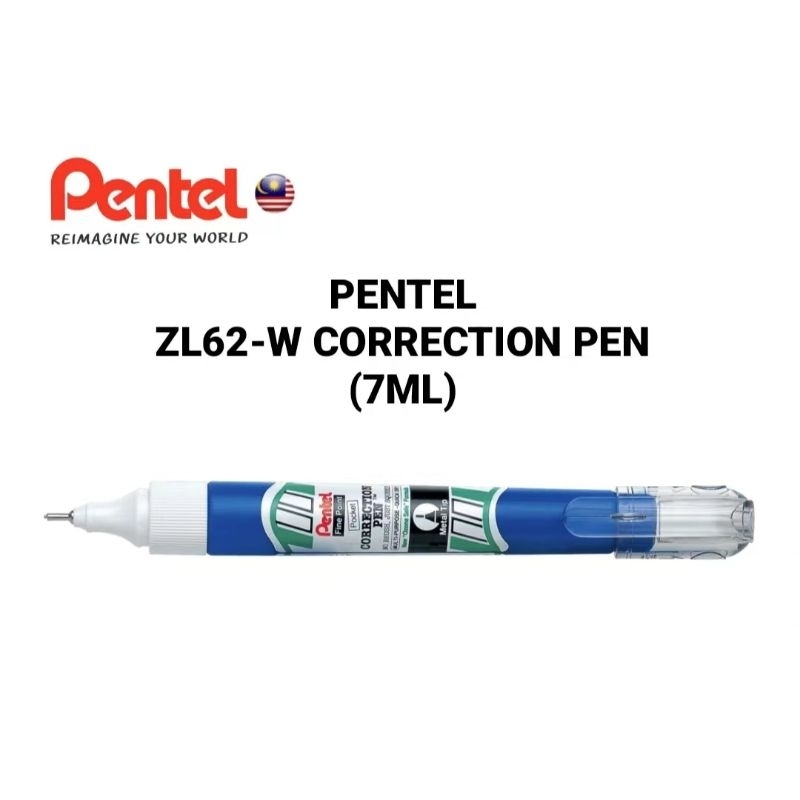 (2PCS) PENTEL ZL62-W Correction Fluid Pen | 7ML | Blanco / Liquid ...
