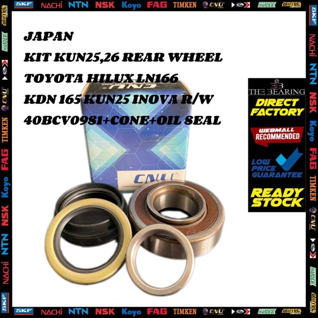 KIT TOYOTA HILUX LN166,KDN165 KUN25 INOVA RAER WHEEL BEARING+CONE ...