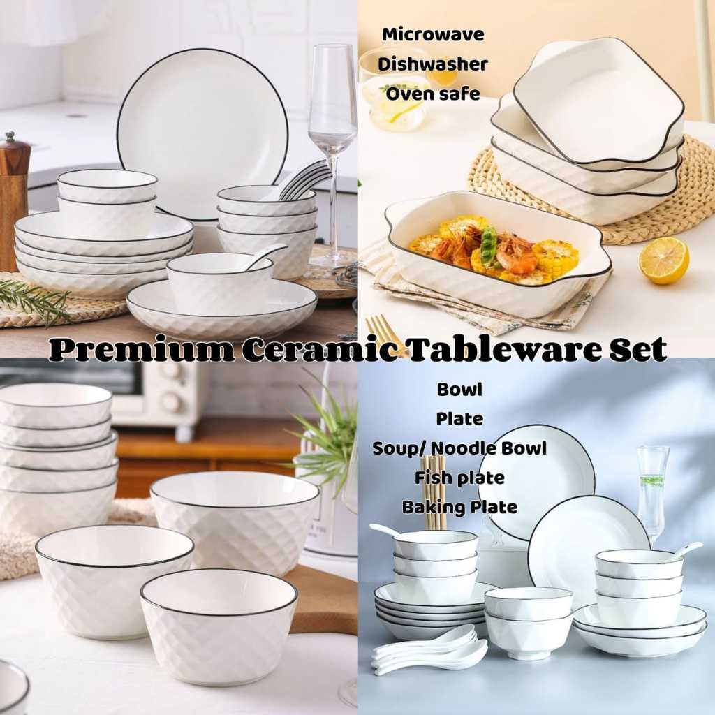Diamond Ceramic Plate Set/Dinner Plate Set/Pinggan Mangkuk Set/Pinggan ...