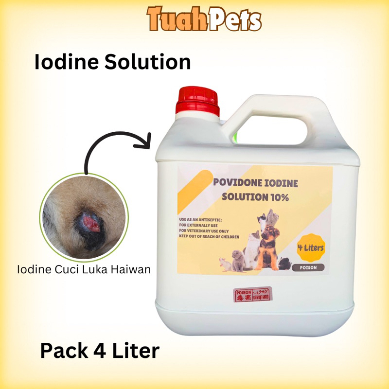 Povidone Iodine solution 10% For Animal Iodin Pencuci Luka Haiwan 4 ...