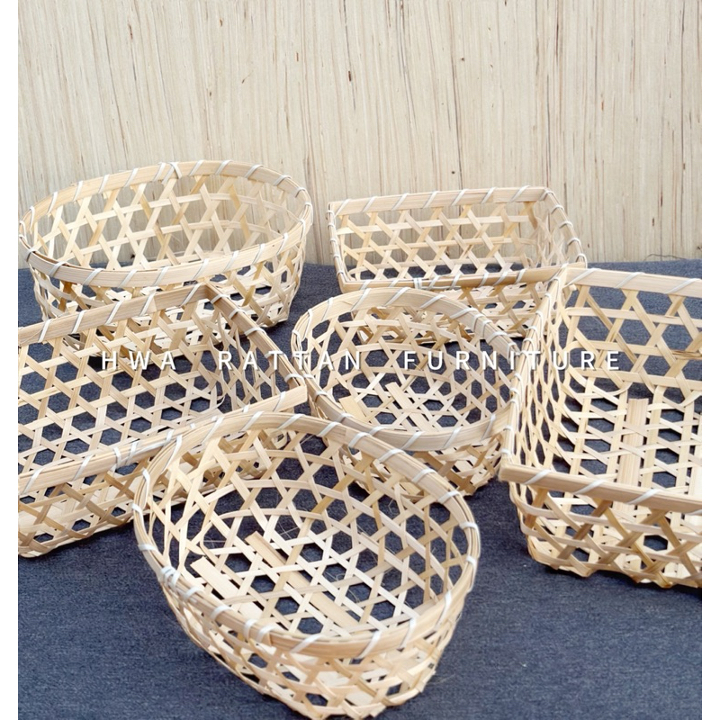 Bamboo woven handcraft basket hamper gift packing wicker oval rectangle ...