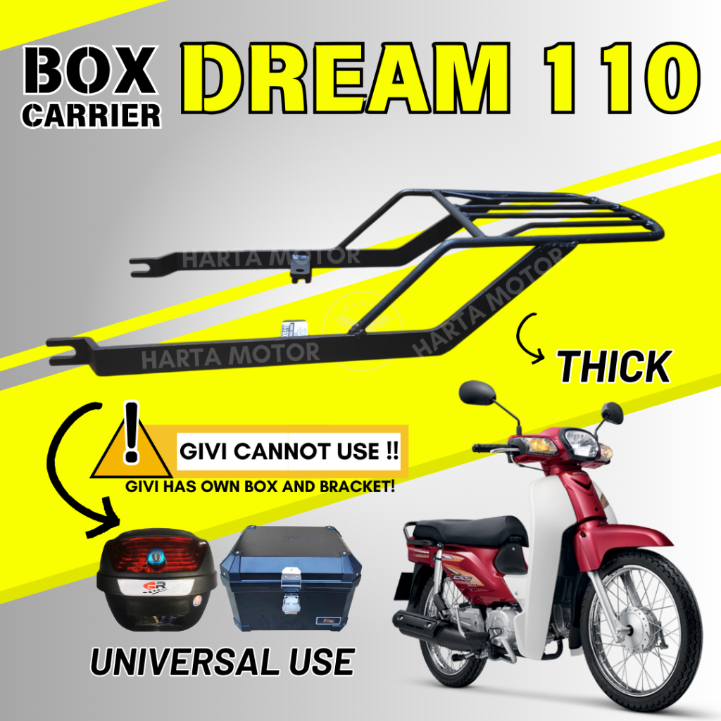 HONDA DREAM 110 FI REAR BOX MONORACK BOX CARRIER KAKI HEAVY DUTY PVC KOTAK BESI BELAKANG EX5 110 ...