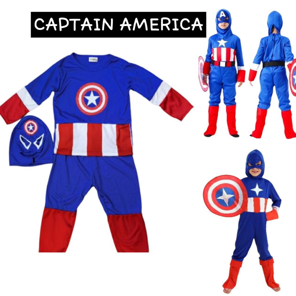 CAPTAIN AMERICA CARTOON COSTUME/BAJU CARTOON ANAK/BAJU CARTOON SET ...