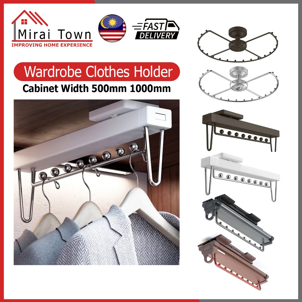 MIRAI Clothes Hanger Slider Rotary Wardrobe Clothes Organizer Rail ...