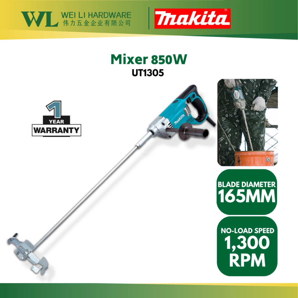 MAKITA Original UT1305 Mixer 850W 165mm X M12 (1Year Warranty)/ Mesin Bancuh Simen Heavy ...
