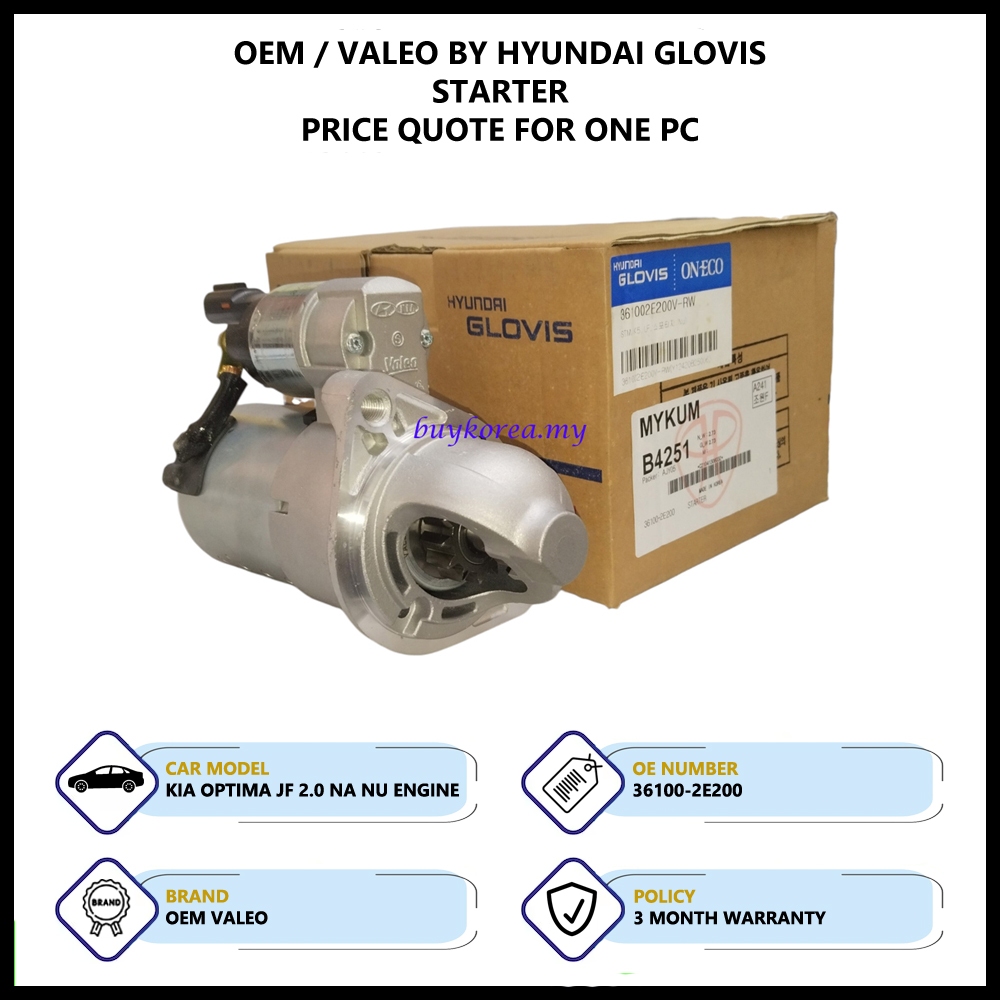 Kia Optima JF 2.0 NA NU Engine Oem Valeo Starter (36100-2E200) | Shopee ...