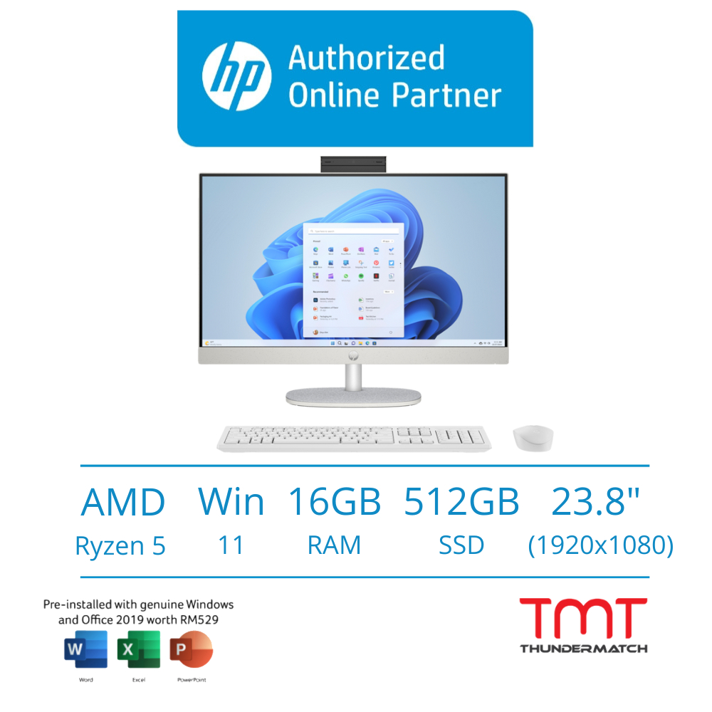 HP AIO 24-cr0012d All in One PC | AMD Ryzen 5 7250U | 16GB RAM 512GB ...
