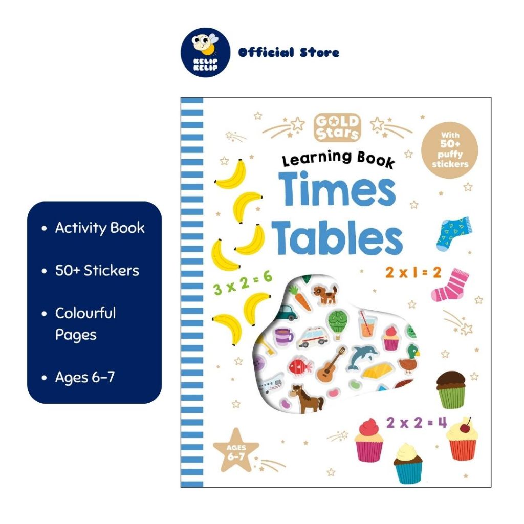 Gold Stars Times Tables Learning Activity Book for Kids with Puffy ...