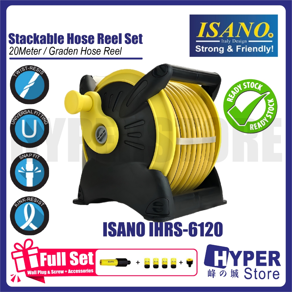ISANO | ViP 15m & 20m Garden Hose Reel Set | Free Standing & Wall ...
