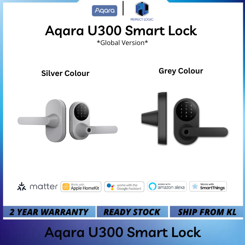Aqara Smart Lock U300, Fingerprint Door Lock with Handle, Matter Over Thread with Apple Home ...