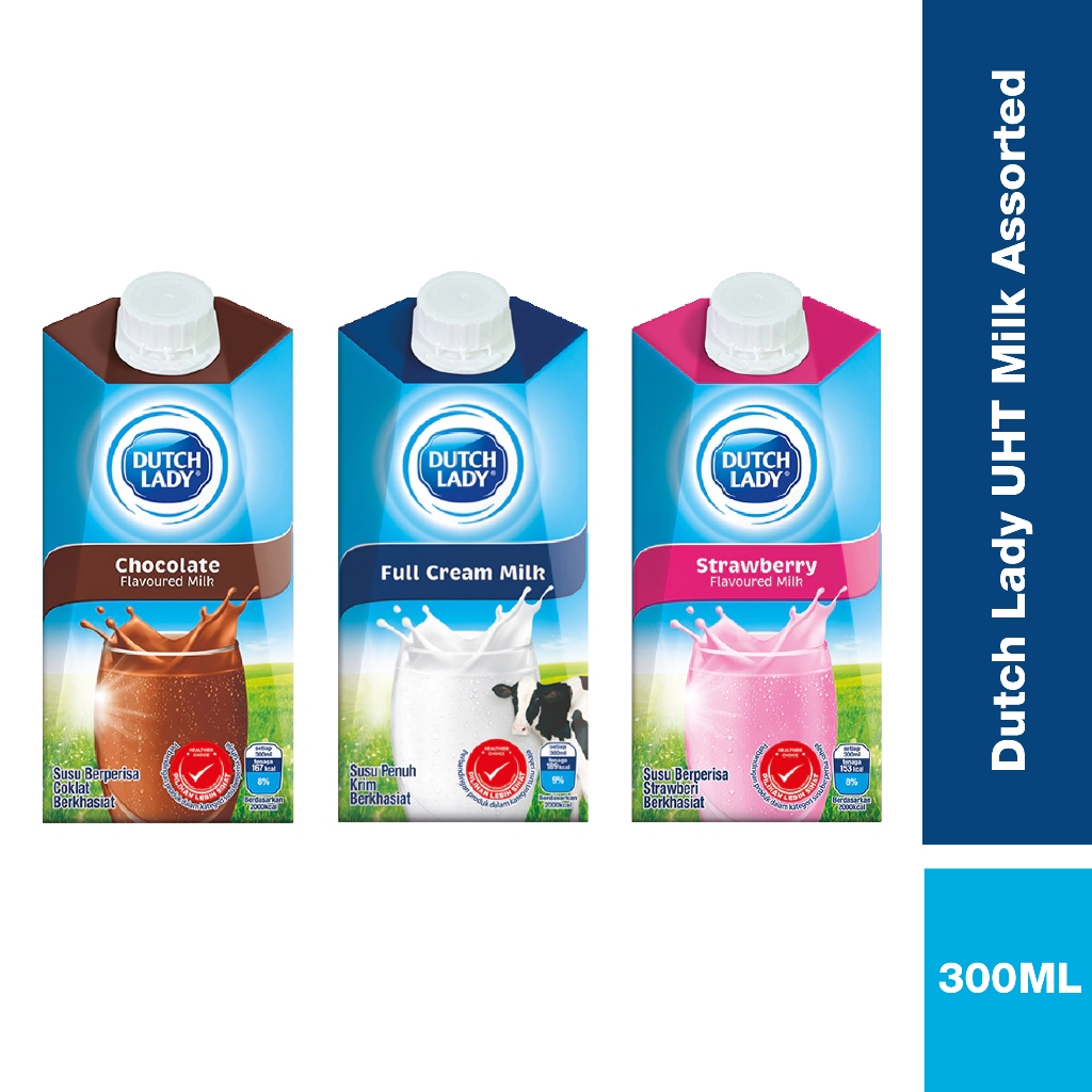 Dutch Lady UHT Milk Drinks 300ml - Full Cream / Choc / Strawberry ...