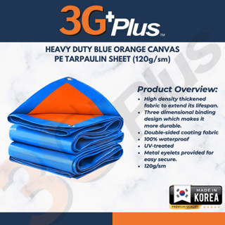 [MADE IN KOREA] Heavy Duty Blue Orange Canvas PE Tarpaulin Sheet Kanvas ...