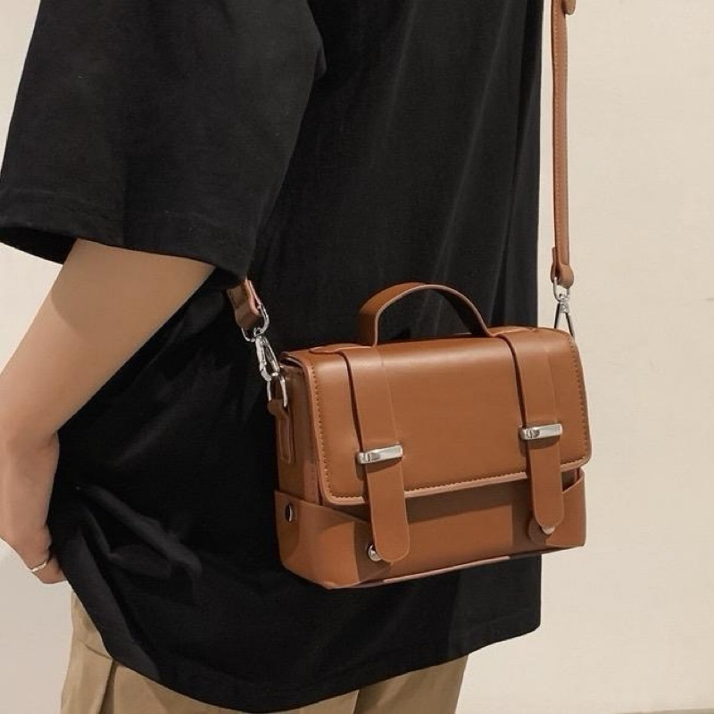 Korean Unisex Sling Bag Beg Viral Beg Bahu Unisex PU leather Tali ...