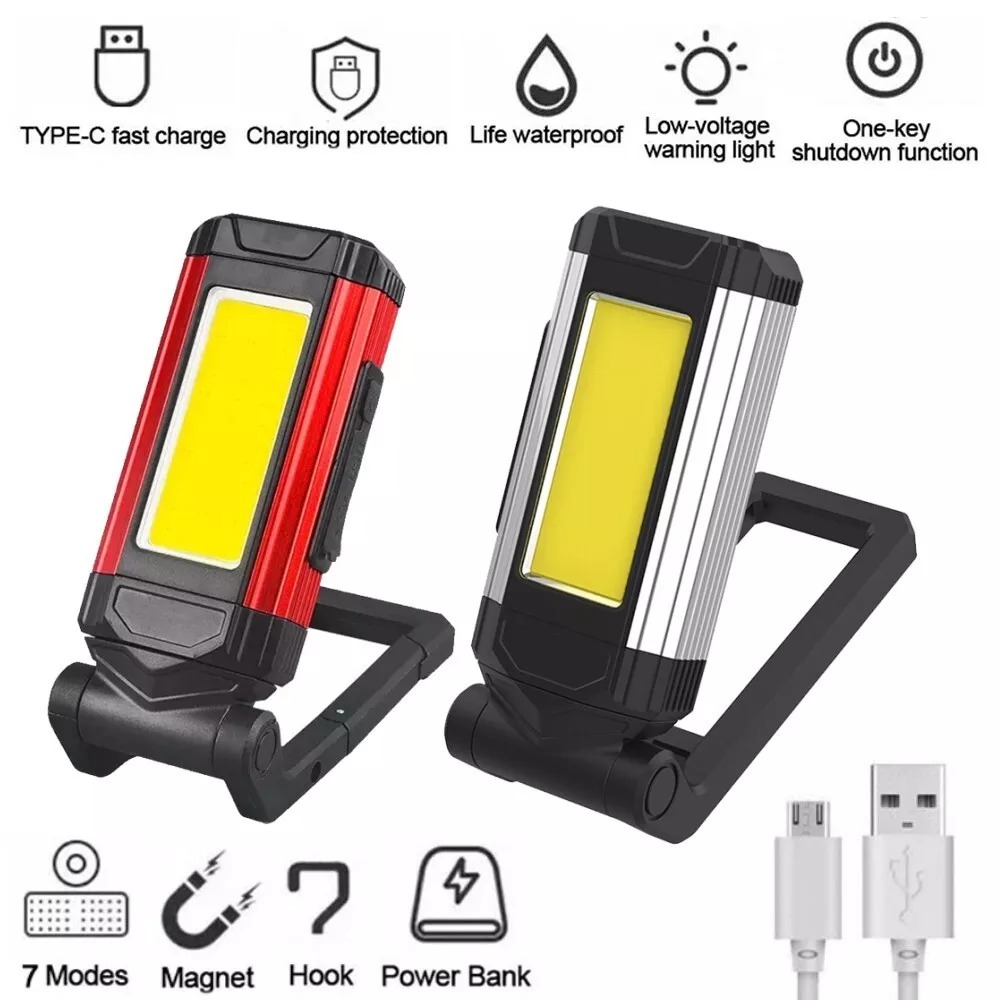 LED Cob Super Bright Work Light Rechargeable USB 7 Mode Portable ...