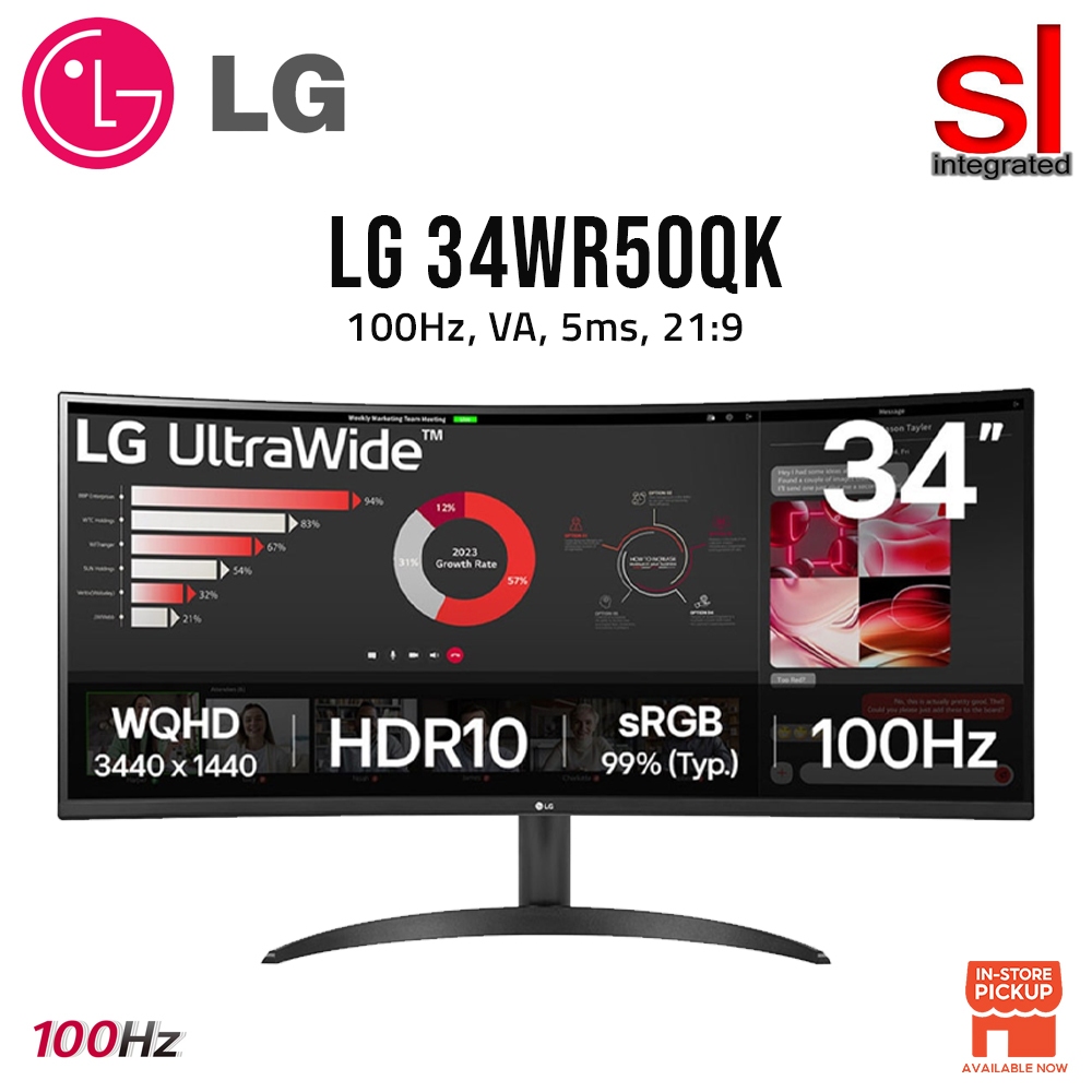LG 34WR50QK-B 21:9 Curved UltraWide QHD (3440x1440) Monitor | Shopee ...