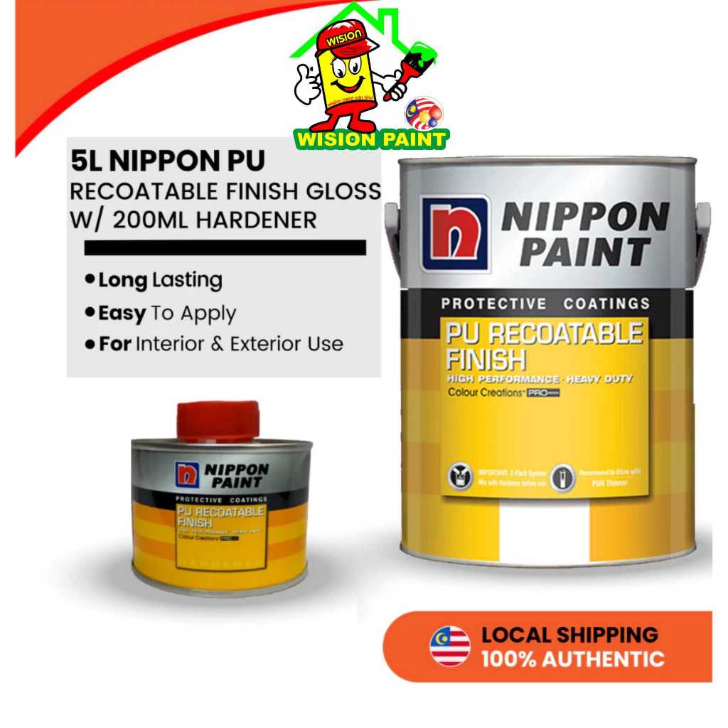 NIPPON PAINT PU Recoatable Finish Gloss 1 Liter With Hardener Epoxy ...