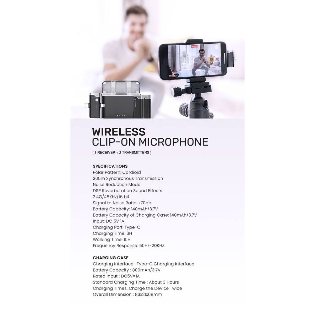 SonicGear WLM3000 Wireless Clip-on Microphone | Shopee Malaysia