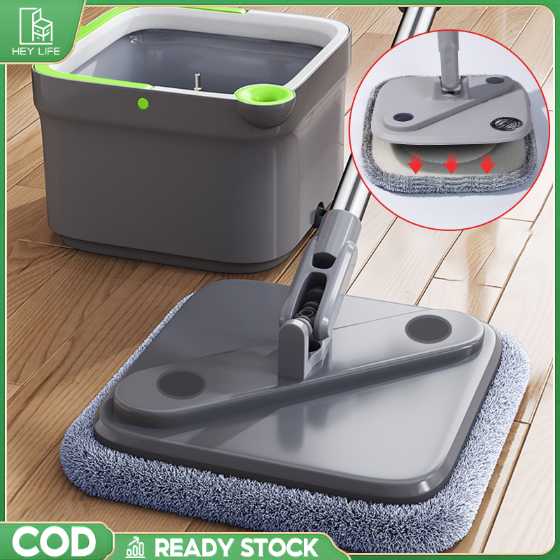 Spin Mop Flat Mop Round Head Floor Mop Quick Dry Mop Microfiber Cloth ...