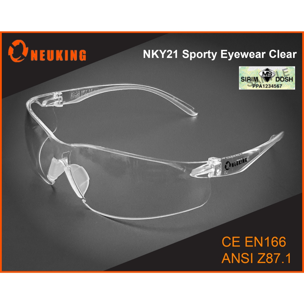 Neuking DOSH SIRIM Clear / Smoke Lens Impact Safety Glasses Eyewear ...