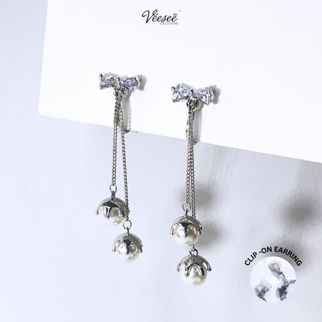 Veesee S925 Clip-On Earring Elegant Korean Silver With Pearl | Shopee ...