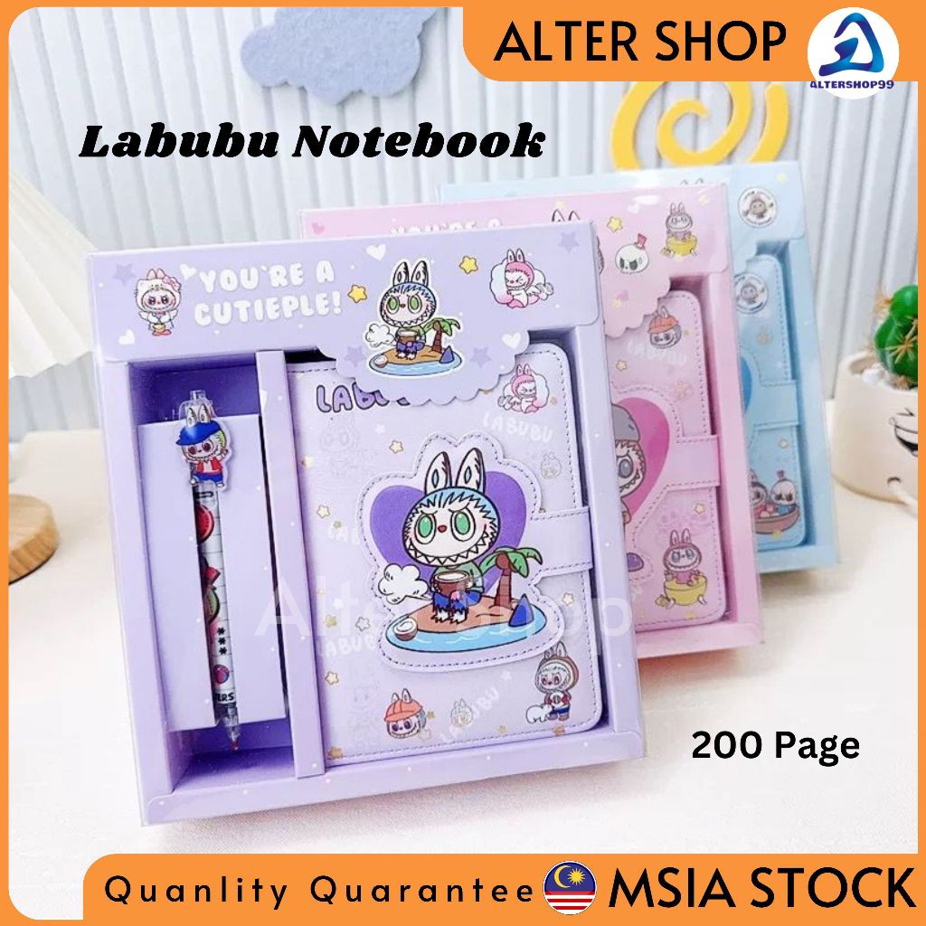 【READY STOCK】Labubu Notebook Pen Gift Box Notepad Handbook Birthday ...
