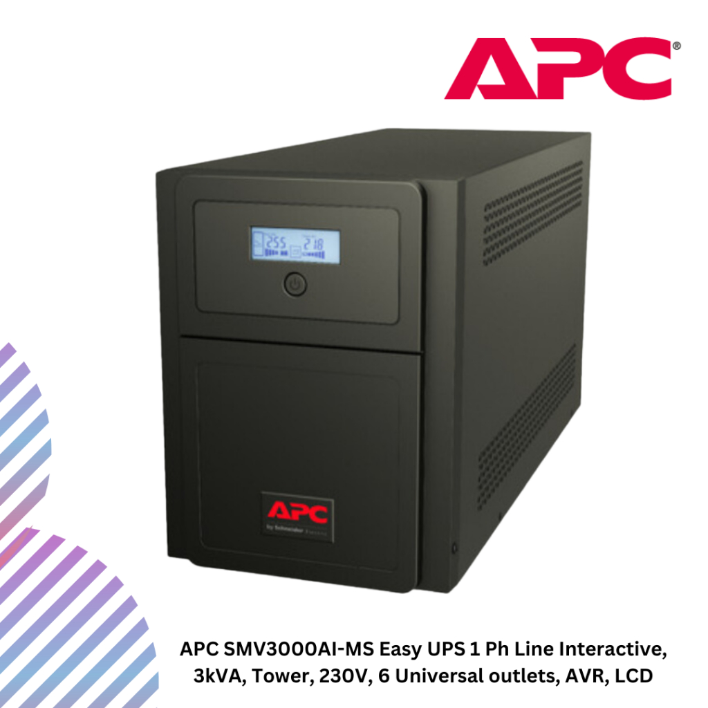 APC SMV3000AI-MS Easy UPS 1 Ph Line Interactive, 3kVA, Tower, 230V, 6 Universal outlets, AVR ...