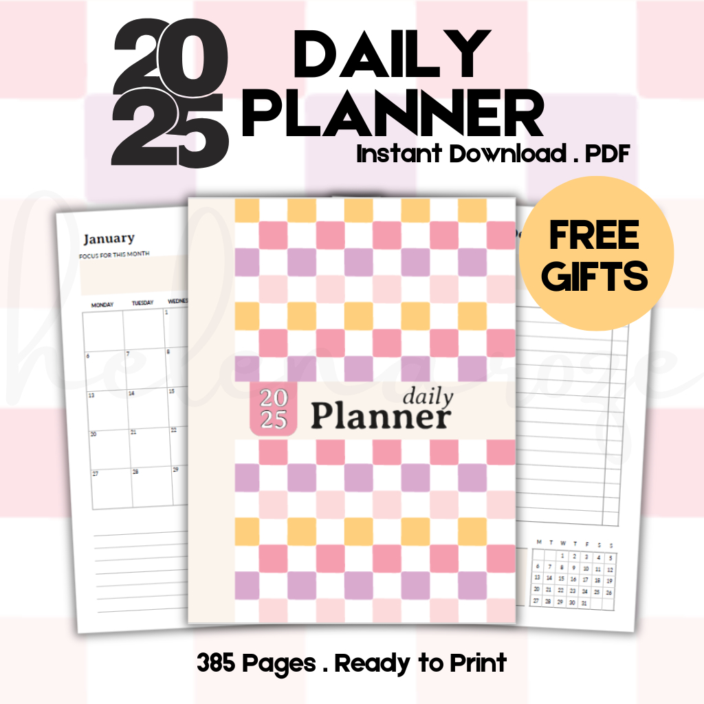 2025 Daily Planner, Printable Pdf Digital Notebook Book Notepad Diary ...