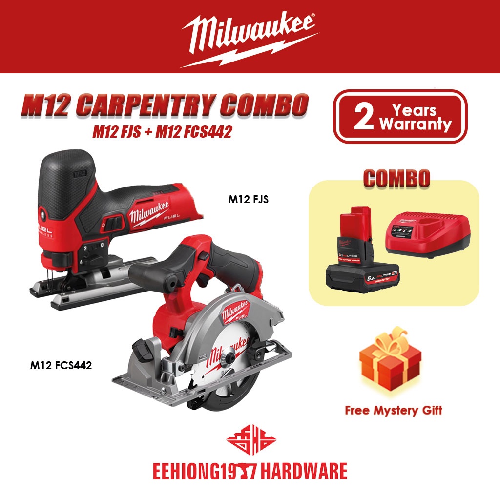 MILWAUKEE M12 Carpentry Combo M12 FJS Jigsaw M12 FCS442 Circular Saw ...